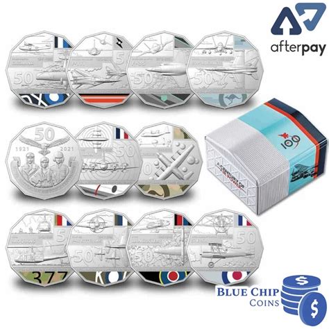 2021 Unc 50c 100 Years Raaf Air Power 11 Coloured Coin Collection Set