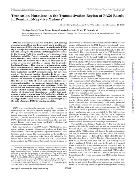 Pdf Truncation Mutations In The Transactivation Region Of Pax6 Result
