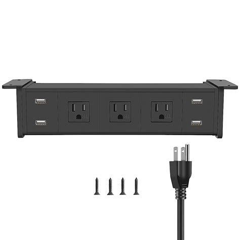 Under Desk Power Strip With Usb Ports And Long Extension Cord
