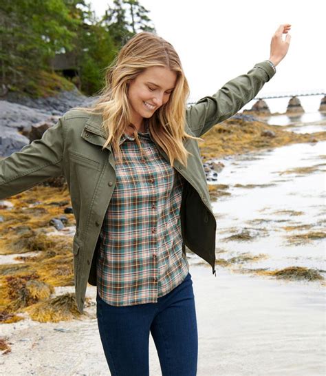 Womens Llbean Heritage Washed Twill Shirt Long Sleeve Plaid