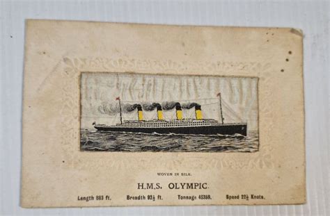Original Hms Olympic Silk Postcard