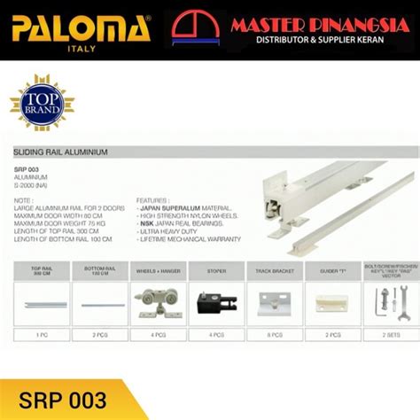Jual Paloma Srp 003 Rel Sliding 3 Meter Untuk 2 Daun Pintu Rumah Geser