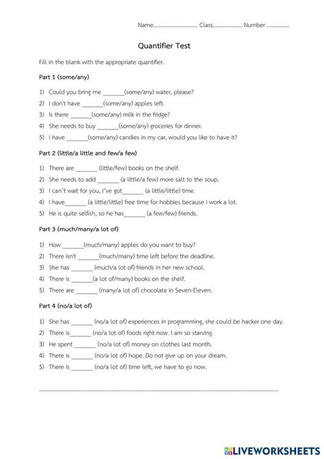 Quantifier Test Free Interactive Worksheets 7564071