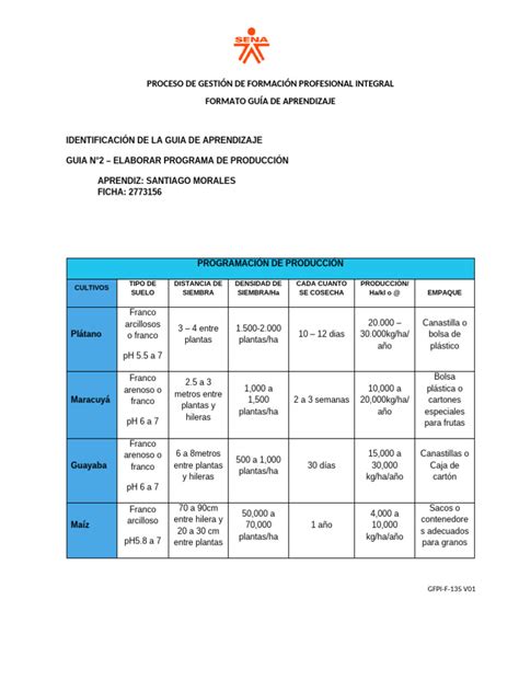 Guia N°2 Elaborar Programa De Producción Santiago Morales Pdf