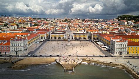 Download Breathtaking Aerial View Of Praca Do Comercio Lisbon