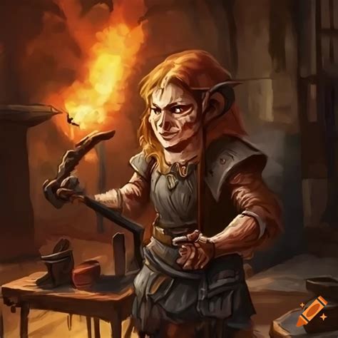 A Dungeons And Dragons Halfling Blacksmith On Craiyon