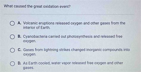 Solved What Caused The Great Oxidation Event A Volcanic Eruptions
