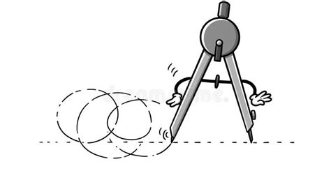 A Whimsical Illustration Of A Compass Drawing Circles On A Surface The