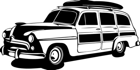 Classic Woodie Car In Black And White 23631042 Vector Art At Vecteezy