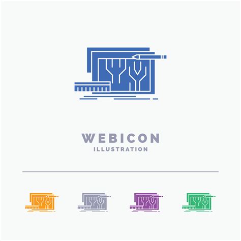 Architecture Blueprint Circuit Design Engineering 5 Color Glyph Web