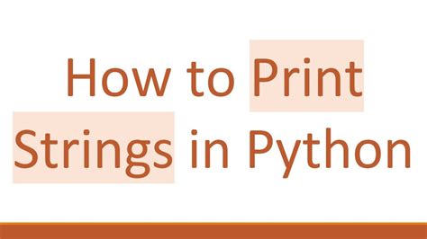 How To Print Strings In Python Youtube