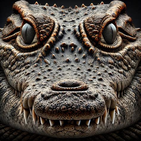 Ultra Realistic Macro Close Up Of A Crocodile S Face Showcasing