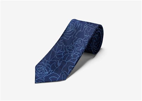 Timeless Navy Silk Tie With Elegant Wavy Floral Pattern Generation Tux