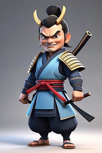武士卡通人物 3d 動畫插圖指南 Premium Ai Generated Image