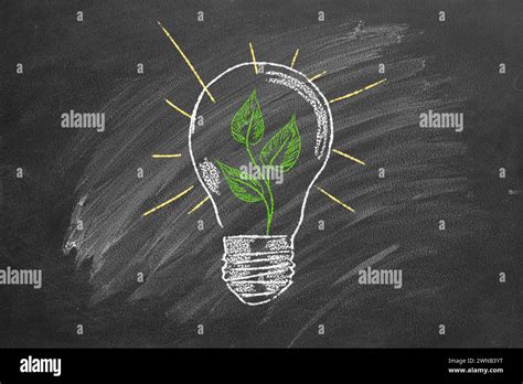 Light Bulb With Green Leaf Inside Eco Friendly Energy Sustainable