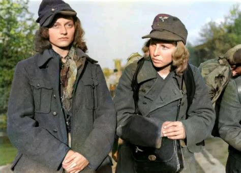 Two German Women Prisoners Of War From A Wehrmachthelferin Female