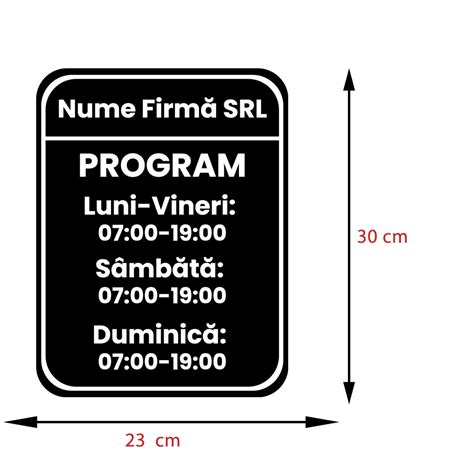 Sticker Barber Shop Program Orar De Functionare Personalizat 23x30 Cm Stickerino