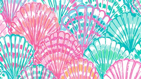 Download Preppy Seashells Pattern Wallpaper