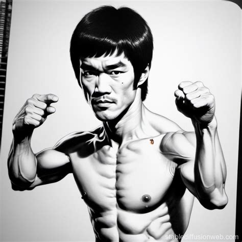 Bruce Lee Portrayed As Overweight Jumping Stable Diffusion Online