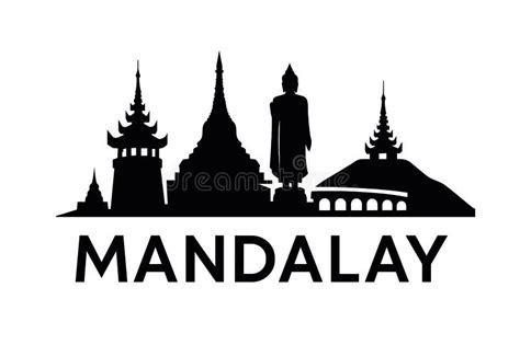Mandalay City Skyline With Iconic Buildings And Landmarks Stock Vector Illustration Of City