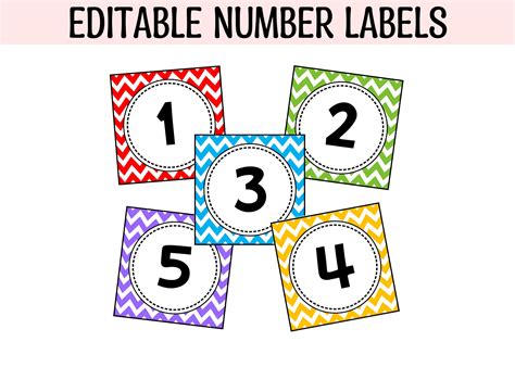 Printable Classroom Number Labels Calendar Numbers Bright Chevron