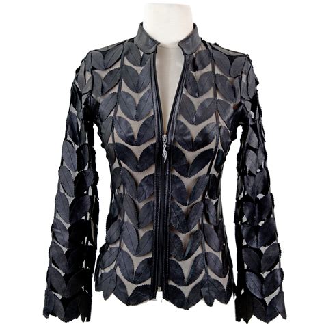 Classic Leaf Design Leather Jacket Belginfrancis