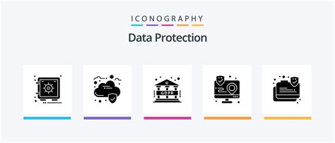 Data Protection Glyph 5 Icon Pack Including Protection Connection