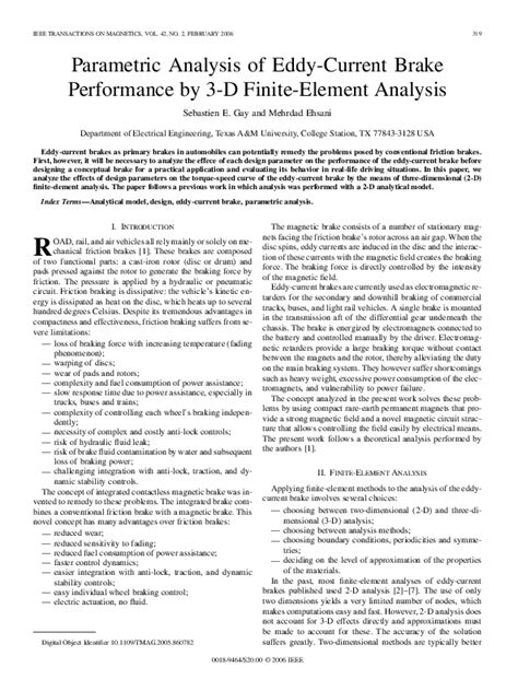Pdf Parametric Analysis Of Eddy Current Brake Performance By 3 D Finite Element Analysis