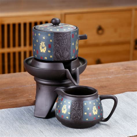 Rotating Teapot Single Teapot Purple Sand Lazy Japanese Automatic Stonewashed Single Semi