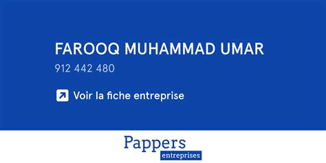 Société Farooq Muhammad Umar Chiffre Daffaires Statuts Extrait Dimmatriculation