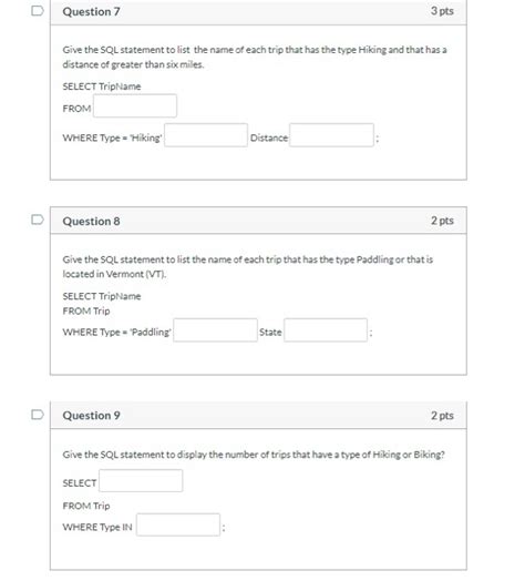 Solved Question 1 2 Pts Give The Sql Statement To List