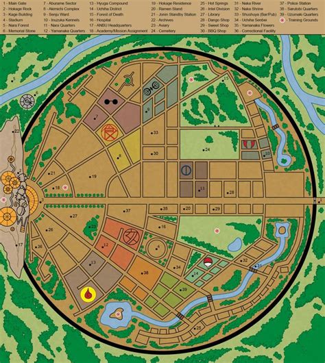 Map Of Konoha Home To The Hidden Leaf Village