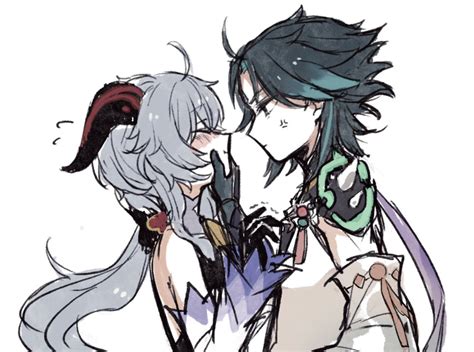 Safebooru 1boy 1girl Anger Vein Black Gloves Blue Hair Blush Closed