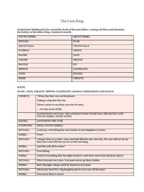 The Lion King Script Pdf