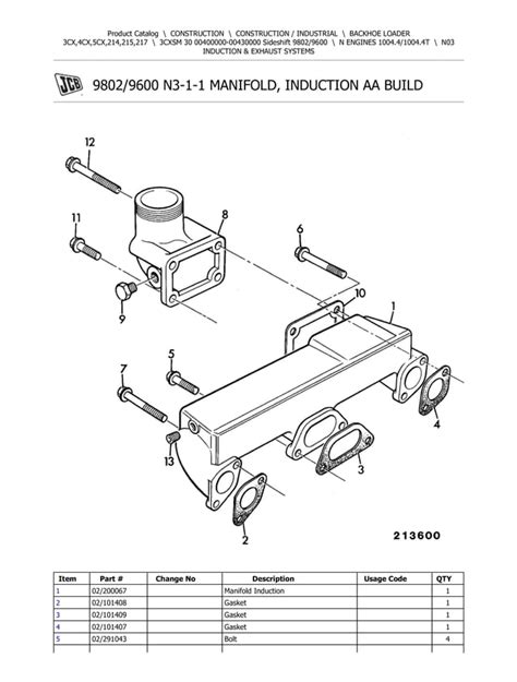 Jcb 3cxsm 30 Backohe Loader Parts Catalogue Manual Serial Number