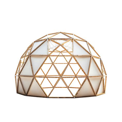 Stunning Geodesic Dome Structure With Wooden Frame And White Panels
