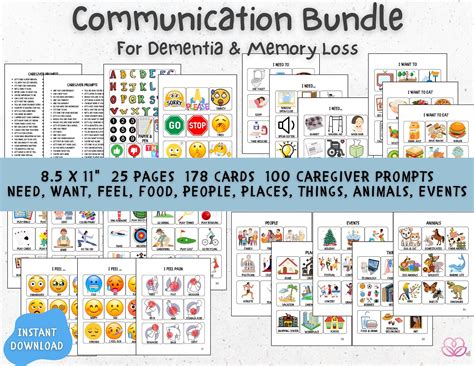 Dementia Communication Cards Caregiver Prompts Memory Loss Printable