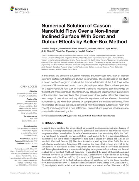 Pdf Numerical Solution Of Casson Nanofluid Flow Over A Non Linear