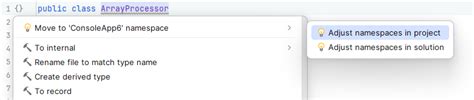 Adjust Namespaces Jetbrains Rider Documentation