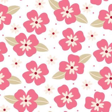 Cute Cartoon Pink Flower Seamless Pattern Vector Seamless Pattern