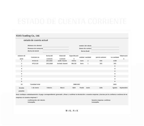 Estado De Cuenta En Blanco