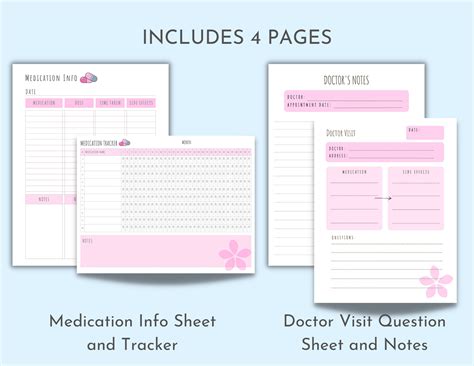 Cute Medication Tracker Daily Pill Tracker Vitamins Doctor Visit Notes Doctor Questions