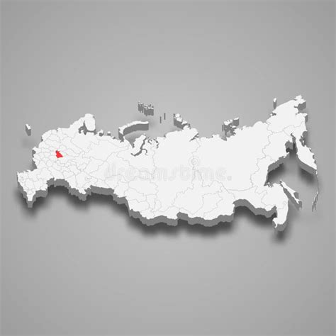Vladimir Region Location Within Russia 3d Map Stock Vector