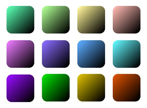 Colorful Black Color Shade Linear Gradient Palette Swatches Web Kit Rounded Squares Template Set