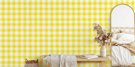 Yellow Gingham Wallpaper For Cheerful Rooms