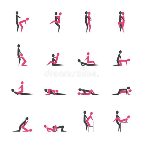 Cartoon Different Sex Poses Or Position Couple Set Vector Stock Vector Illustration Of