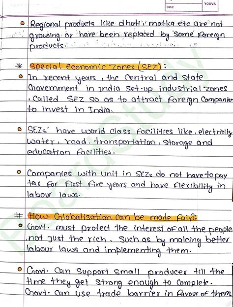 Class 10 Economics Globalisation And The Indian Economy Notes Pdf