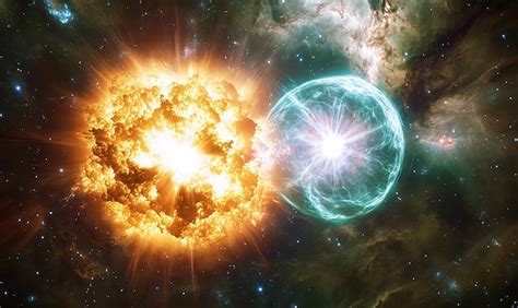 A Large Explosion In A Space With A Star In The Background Premium Ai Generated Image
