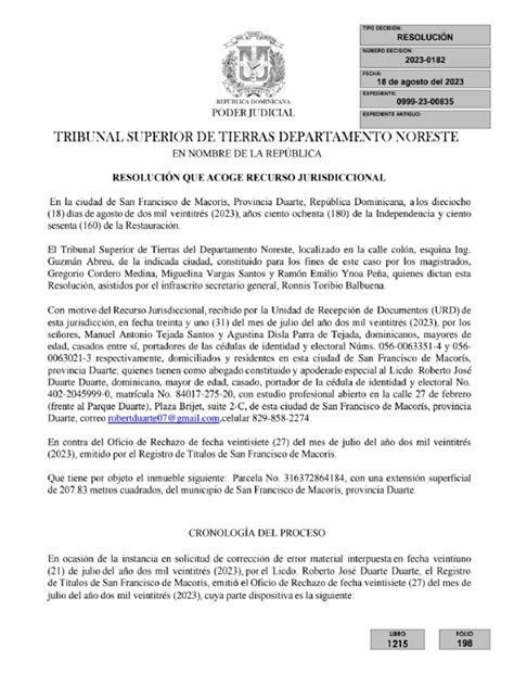 Solicitud CorrecciÓn Errror Material Rt Manuel Antonio Tejada Santos Y Agustina Disla Parra De