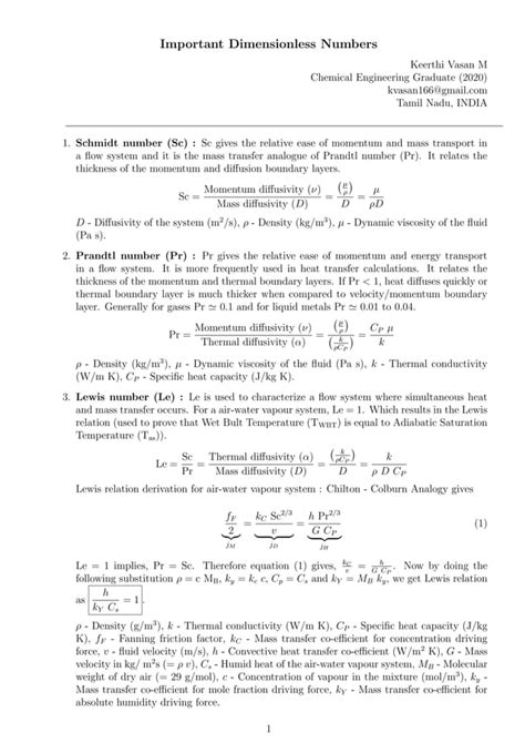 Dimensionless Numbers Pdf